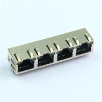China Horizontal 1×4 Single Row 4-Port 8P8C RJ45 Female DIP Connector, Gigabit Integrated Transformer Filter, Shielded Ethernet Jack with Independent Per-Port Link Activity Dual LED for sale