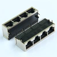 China Horizontal 1×4 Single Row 4-Port 8P8C RJ45 Female DIP Connector, Shielded Empty Shell Ethernet Jack Without Built-in Transformer & LED, PCB 4-Way Network Socket for sale