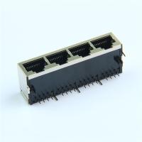 China Horizontal 1×4 Single Row 4-Port 8P8C RJ45 Female DIP Connector, Shielded Empty Shell Ethernet Jack Without Built-in Transformer & LED, PCB 4-Way Network Socket for sale