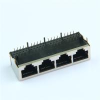 China Horizontal 1×4 Single Row 4-Port 8P8C RJ45 Female DIP Connector, Shielded Empty Shell Ethernet Jack Without Built-in Transformer & LED, PCB 4-Way Network Socket for sale
