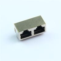 China Horizontal 1×2 Single Row Dual Port 8P8C RJ45 Female DIP Connector, Empty Shielded Ethernet Jack Without Transformer, No Link Activity LED PCB Twin Network Socket for sale