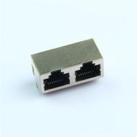 China Horizontal 1×2 Single Row Dual Port 8P8C RJ45 Female DIP Connector, Empty Shielded Ethernet Jack Without Transformer, No Link Activity LED PCB Twin Network Socket for sale