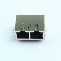 China Horizontal 1×2 Twin Dual Port 10P10C RJ45 Female DIP Connector, Gigabit Integrated Transformer Filter Magnetics, EMI Shielded Ethernet Jack With Independent Per-Port Link Activity Dual LED for sale