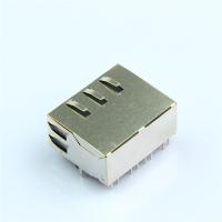 China Horizontal 1×2 Twin Dual Port 10P10C RJ45 Female DIP Connector, Gigabit Integrated Transformer Filter Magnetics, EMI Shielded Ethernet Jack With Independent Per-Port Link Activity Dual LED for sale
