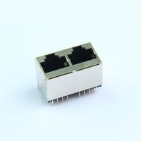 China Vertical 180° Twin Dual Port 8P8C RJ45 Female DIP Connector, Gigabit/Fast Ethernet Integrated Transformer Filter Magnetics, Shielded Ethernet Jack Without Link Activity LED for sale