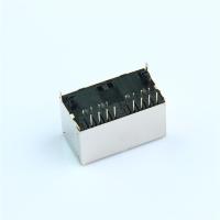 China Vertical 180° Twin Dual Port 8P8C RJ45 Female DIP Connector, Gigabit/Fast Ethernet Integrated Transformer Filter Magnetics, Shielded Ethernet Jack Without Link Activity LED for sale