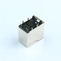 China Horizontal 2-Layer Stacked Twin Dual Port 8P8C RJ45 Female DIP Connector, Gigabit Integrated Transformer Filter, EMI Shielded Ethernet Jack With Independent Per-Port Link Activity Dual LED for sale