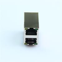 China Horizontal 2-Layer Stacked Twin Dual Port 8P8C RJ45 Female DIP Connector, Gigabit Integrated Transformer Filter, EMI Shielded Ethernet Jack With Independent Per-Port Link Activity Dual LED for sale