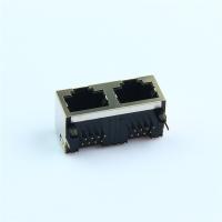 China Horizontal 1×2 Single Row Twin Dual Port 8P8C RJ45 Female DIP Connector, Empty Shell EMI Shielded Ethernet Jack Without Transformer & No Link Activity LED PCB Twin Network Socket for sale