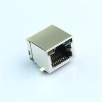 China Recessed Sink Board Horizontal Single Port 8P8C RJ45 Female SMT Connector, Gigabit Integrated Transformer Filter, EMI Shielded Ethernet Jack With Per-Port Link Activity Dual LED for sale