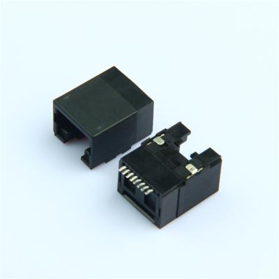 China Ultra Thin Full Plastic Single Port 8P8C RJ45 Female SMT Connector, Mushroom Position Feet Empty Shell No Transformer No LED Unshielded Ethernet PCB Jack for sale