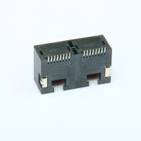 China Ultra Thin 1×2 Twin Dual Port 8P8C RJ45 Female Full Plastic SMT Connector, Unshielded Empty Shell No Transformer No LED PCB Ethernet Twin Network Socket for sale