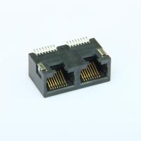 China Ultra Thin 1×2 Twin Dual Port 8P8C RJ45 Female Full Plastic SMT Connector, Unshielded Empty Shell No Transformer No LED PCB Ethernet Twin Network Socket for sale