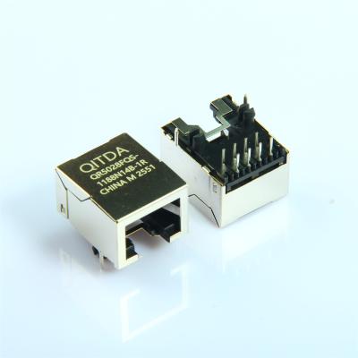 China H11.7mm Low Profile Horizontal SMT 10P8C RJ45 Female Connector, Nickel Metal Shielded Empty Housing No Transformer No LED Ethernet Jack for sale