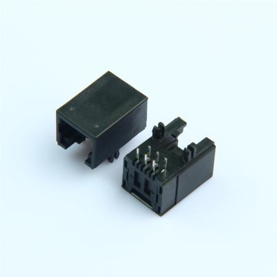 China RJ12 6P6C Female Jack H11.5 Full Plastic DIP Through Hole Telephone Connector, Ultra Thin RJ11 Phone Socket with Mushroom Feet for sale