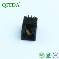 China RJ12 6P6C Female Jack H11.5 Full Plastic DIP Through Hole Telephone Connector, Ultra Thin RJ11 Phone Socket with Mushroom Feet for sale