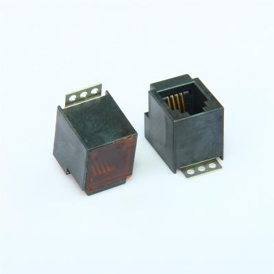 China RJ11 12 Jack Connector, 180° Vertical SMT 4P4C Female Socket, H12.7 Ultra Thin Telephone Port for sale