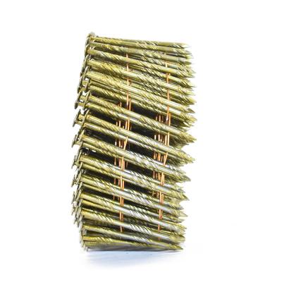 China 2.5x60mm Pallet Coil Nails Twisted Screw Shank Diamond Point Yellow Coated Wooden Nail for sale