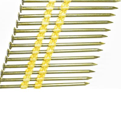 China Galvanized Smooth Shank Plastic Strip Nails Round Head Founded 1 Degree 3-14 x 0.131 for sale