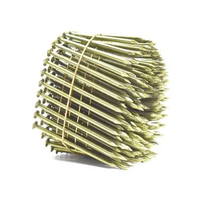 China Yellow Coated Galvanized Coil Nails Q235 Material For Wood Pallet 15 Degree for sale