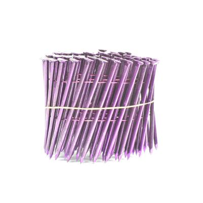 China 15 Degree Screw Shank Vanished Wire Coil Nails With Flat / Checked Head for sale