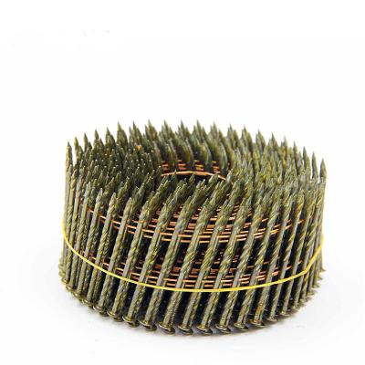 China 15 Degree 2.3mm*57mm Flat Head / Checked Head Galvanised Screw Shank Coil  Nails for sale