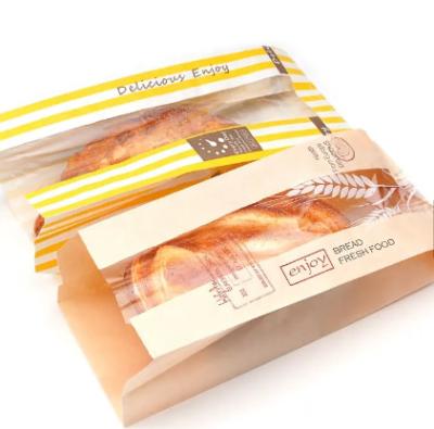 China Custom Kraft  Plastic Bread Bags Heat Sealable Homemade Bread In Paper Bag for sale