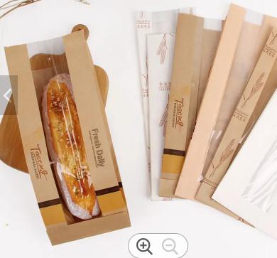 China Reusable Kraft Paper Plastic Bread Bags With Window Biodegradable Odm for sale