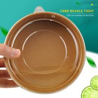 China Brown 750ml Kraft Paper Bowl Biodegradable Kraft Salad Bowl With Lid for sale