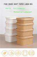 China 1000ml / 750ml Kraft Salad Bowl With Lid Reusable Food Grade for sale