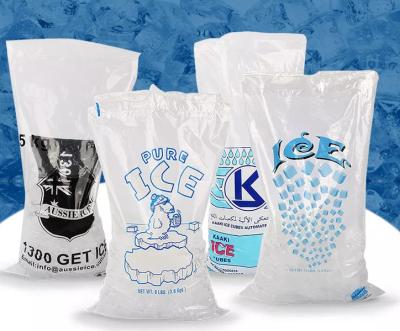 China Recycle Poly Plastic Ice Bags Drawstring LDPE Wicket Bag Ice Delivery for sale