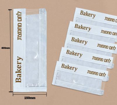 China Customized Window Flat Satchel Kraft Paper Bag With Clear  WindowUse For Bakery Bag Bread Bag Food Bag for sale