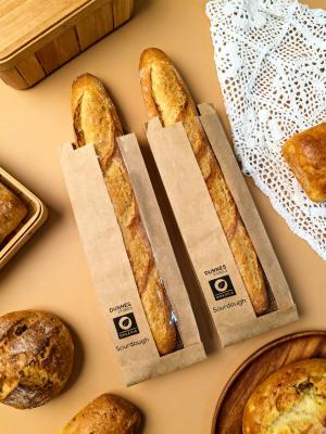 China Micro Perforated Flat Satchel Kraft Paper Bag With Clear  Window Fresh And Breathable Bakery Bag Bread Bag Food Bag for sale