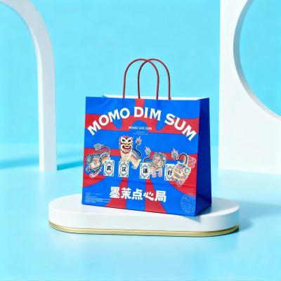China Custom Disposable Kraft Paper  twisted  handle  Bag Printing MOQ 50000 Pieces Take Away Bag for sale