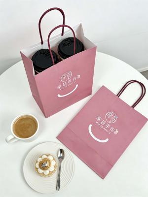 China Customizable Recyclable Shopping Food Delivery Brown Craft Paper Bag Take Away Grocery Kraft Paper Carrier Bags with Handle Take away Bag for sale