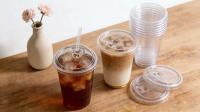 China Disposable Custom Logo Printed Cold Coffee Cup  Plastic Cups with Sip Lids for sale
