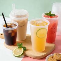 China Custom Logo Disposable Plastic Cups Clear Single Wall Frosted Cups for Juice Milk Tea Drinks for sale