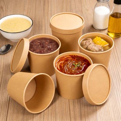 China Custom Food Grade Kraft Paper Salad Bowl with Paper Lids for sale