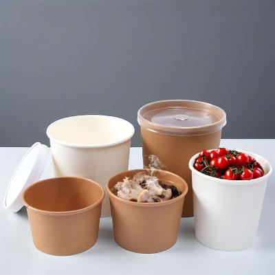 China Customized Multi-Size Disposable Paper Food Buckets with Lids – Waterproof, Oil-Proof, Heat-Resistant for Soup, Meal Prep & Takeout for sale