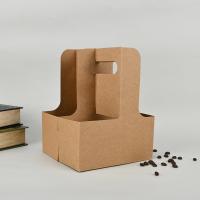 China Eco-Friendly Kraft Paper  Beverage Carrier with Handle – Disposable Takeaway Holder for Coffee, Tea & Drinks Delivery for sale