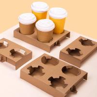 China Eco-Friendly Kraft Cardboard Coffee Cup Carriers Disposable Takeaway Holders for Beverage Delivery for sale