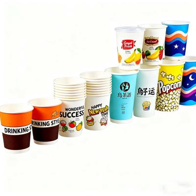 China Custom Printed Degradable Wholesale 10 12oz Disposable Double Wall Hot Coffee Paper Cup for sale
