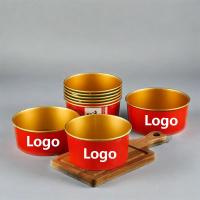 China Custom High Quality Gold Foil Silver Foil Paper Salad Bowl Paper Disposable Soup Cups Takeout Food Lunch Box Noodles Paper Containers for sale