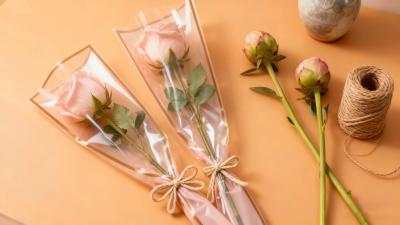 China Custom Logo Printed Flower Wrapping Paper Bags Floral Wrapping Clear Flower Sleeves for Floral Bouquets Packaging for sale