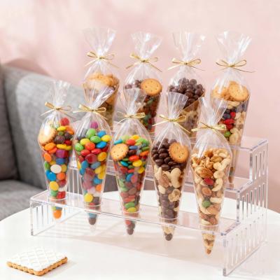 China Customizable Clear Cellophane Plastic Popcorn Bag Cone Cellophane Bag For Food Packaging for sale