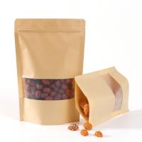 China Customizable Stand up Pouch With Window  Kraft Paper Food Packaging Bag Ziplock Bag for sale