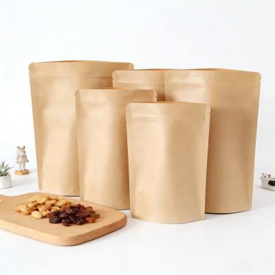China Customizable Kraft Paper Stand-up Pouches  With Lock For Food Packaging for sale