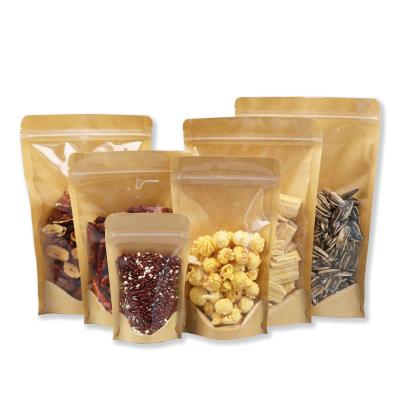 China Customizable Stand up Pouch With Window  Kraft Paper Food Packaging Bag Ziplock Bag for sale