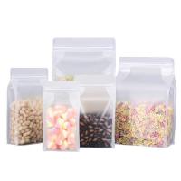 China Customizable Food-Grade Transparent/Frosted Flat Satchel Self-Sealing  Plastic Bags Carry Handle For Food Packaging for sale