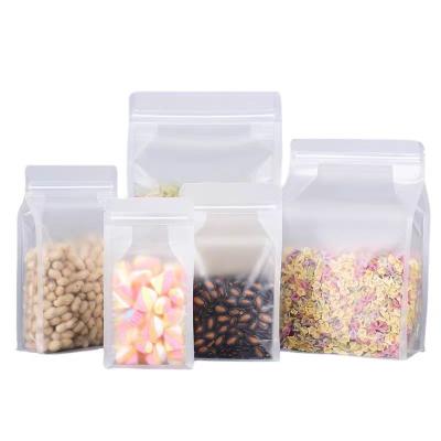China Customizable Food-Grade Transparent/Frosted Flat Satchel Self-Sealing  Plastic Bags Carry Handle For Food Packaging for sale